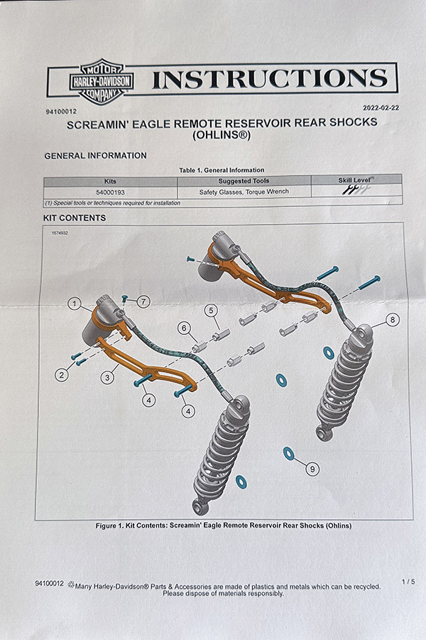 Screamin' Eagle/Öhlins Remote Reservoir Rear Shocks — Bikernet.com ...